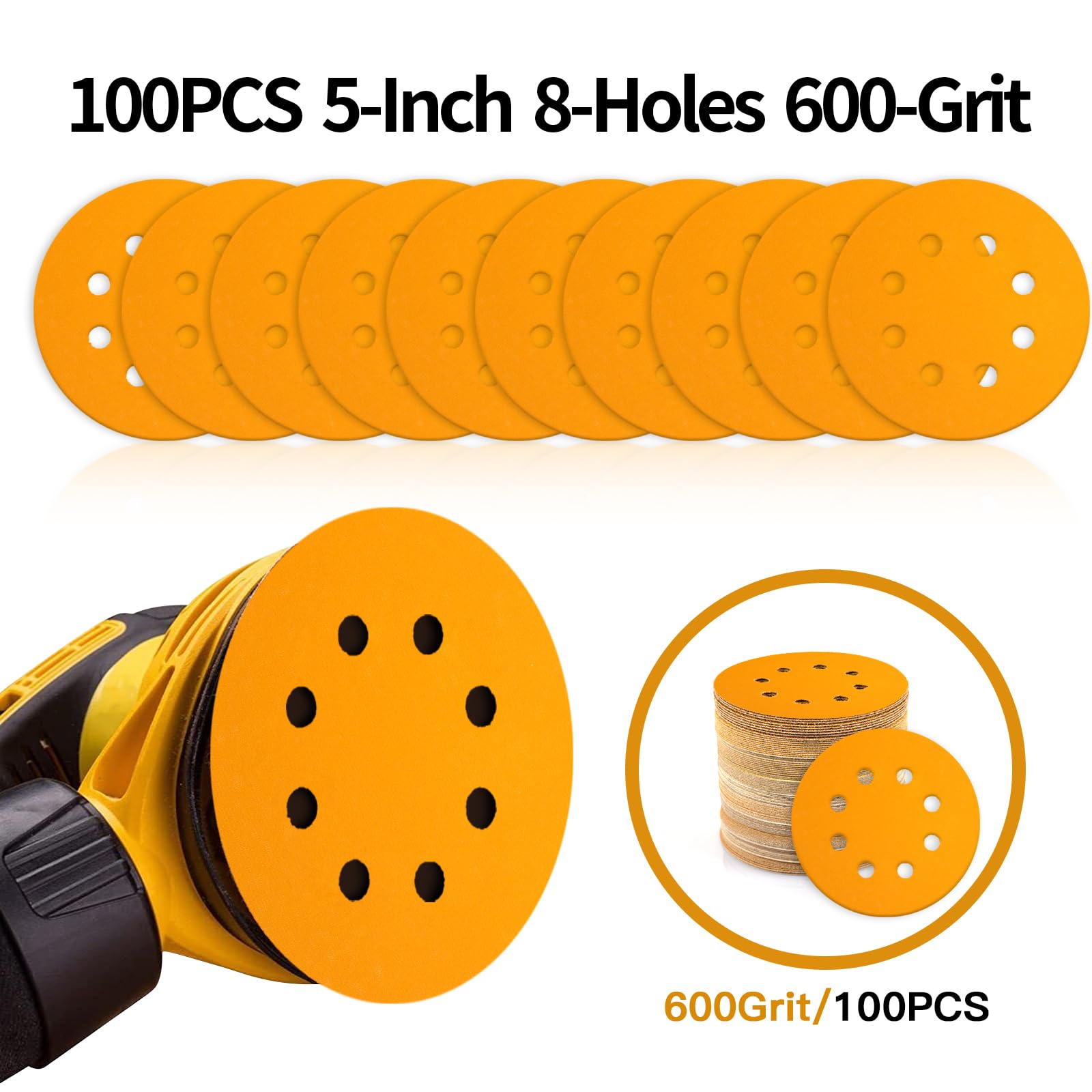 Snapklik.com : 100 Pcs 5 Inch Sanding Discs Hook And Loop Sanding Discs ...
