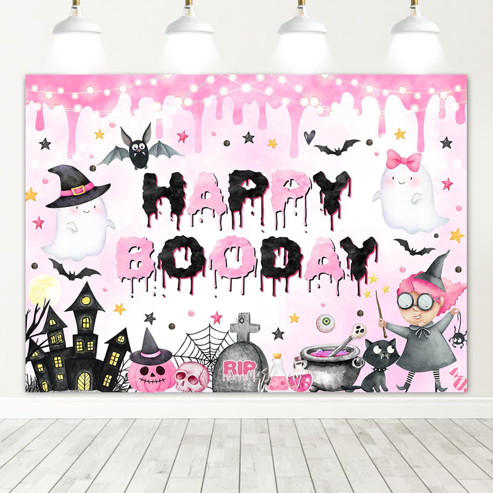 Amazon.com : Avezano Happy Boo Day Backdrop for Girl Pink and Black ...