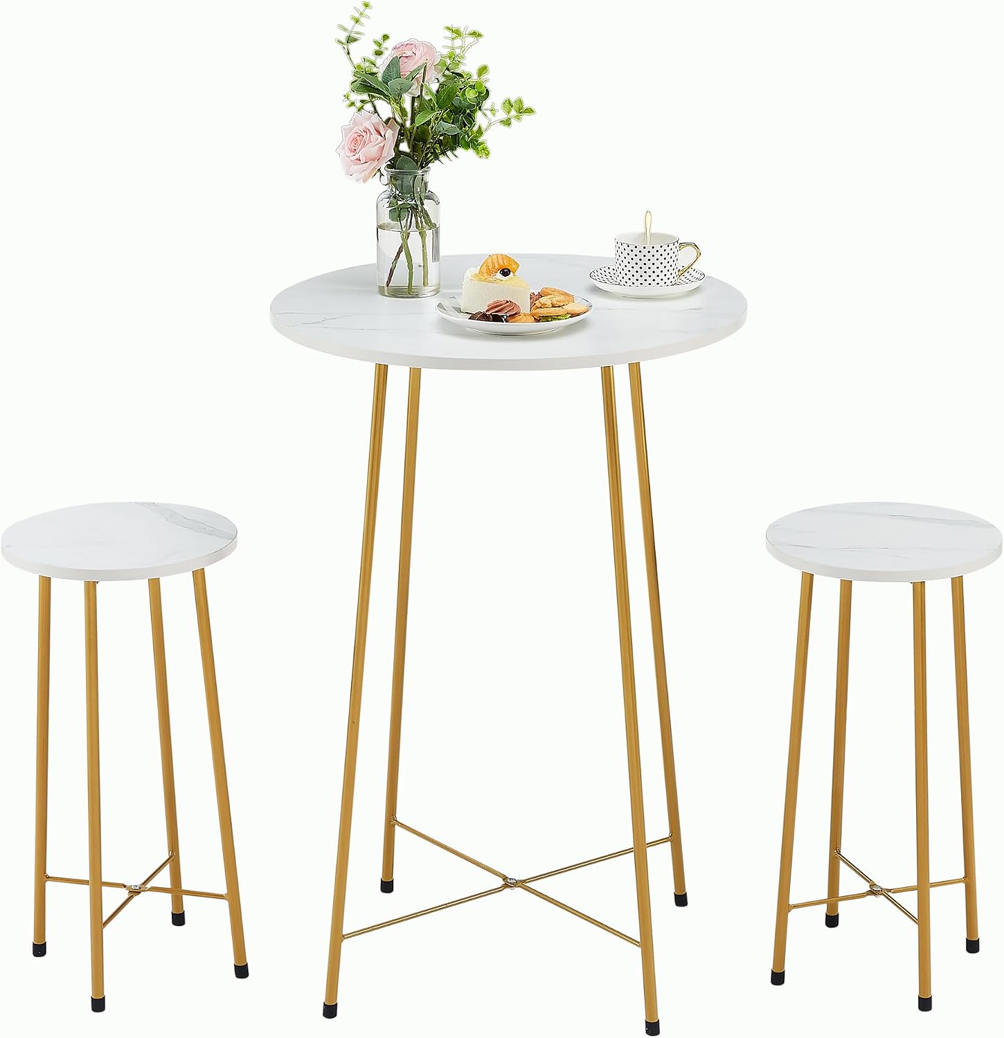 Amazon.com - VECELO 3 Piece Pub Table and Chairs Sets Counter Height ...