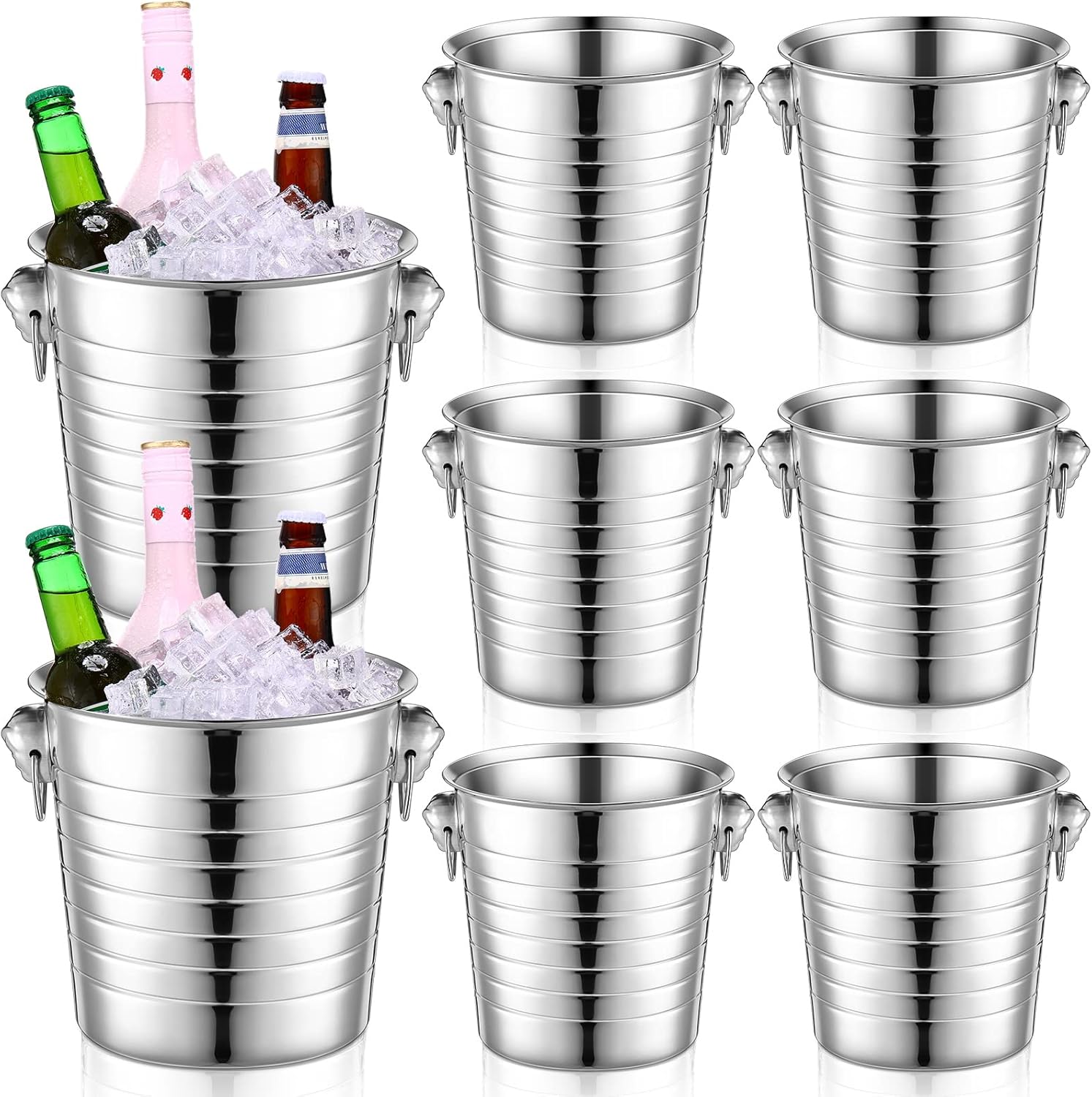 Amazon.com: 8 Pack Stainless Steel Champagne Bucket Party Ice Bucket ...