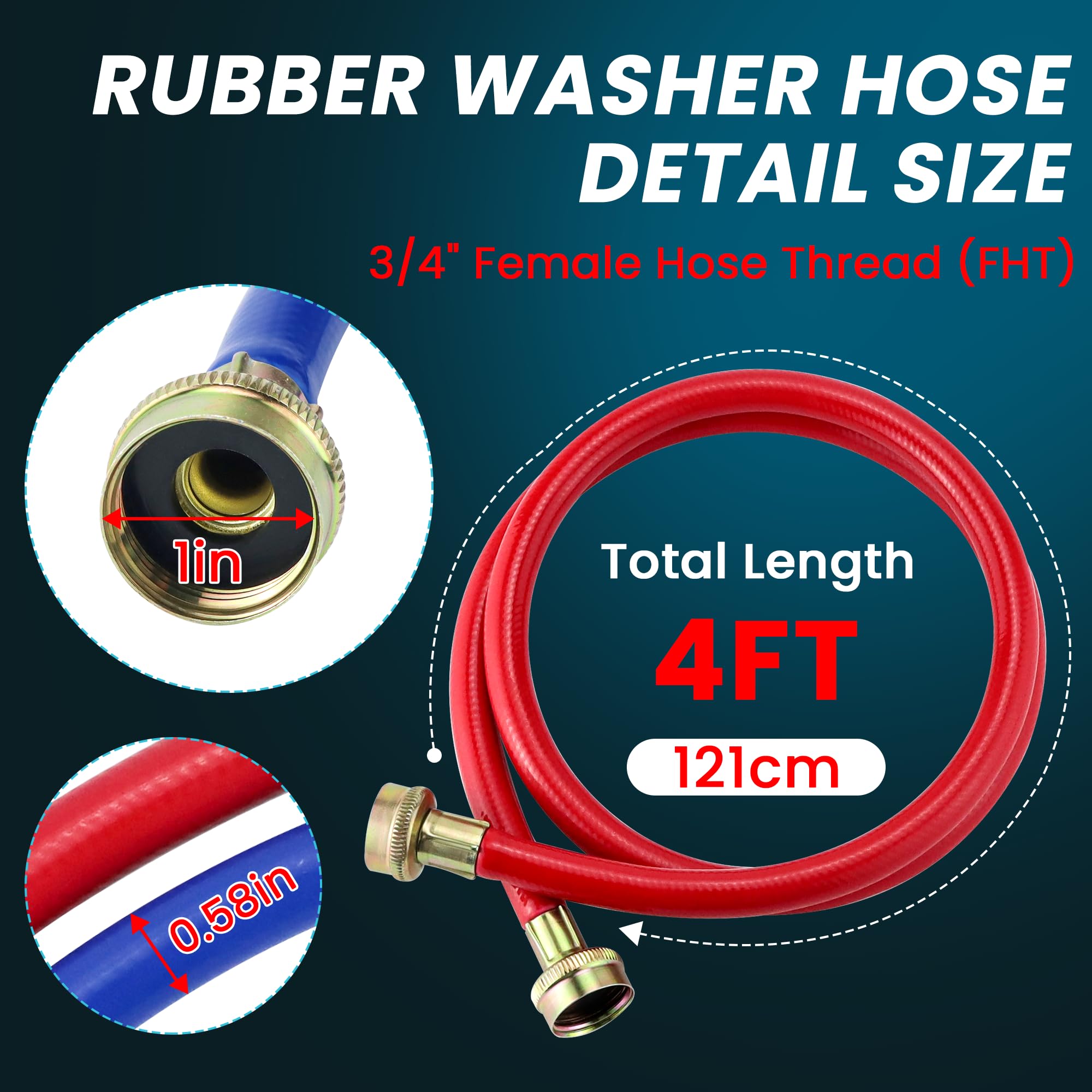 Snapklik.com : 4FT Rubber Washing Machine Hoses For Washer Flexible ...