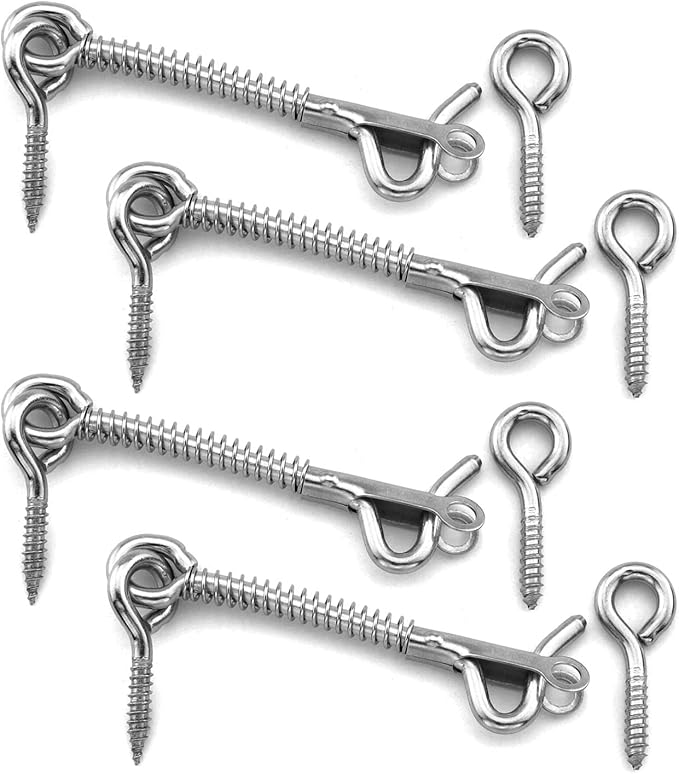 Amazon.com: DGHAOP 4pcs Stainless Steel Spring Hook and Eye Safety ...