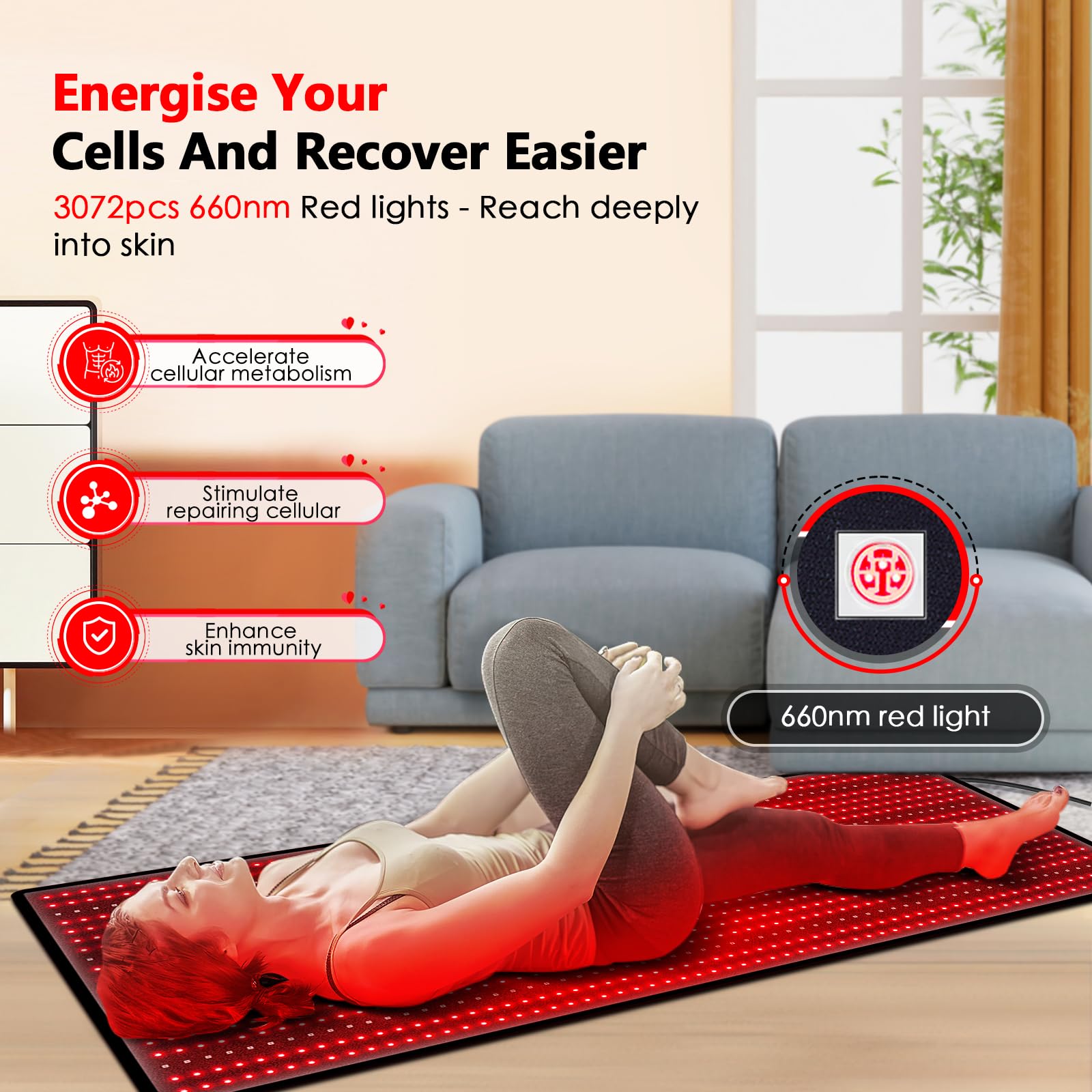 RUISQM Red Light Therapy Mat for Full Body - 1280pcs LED 71''×31 ...