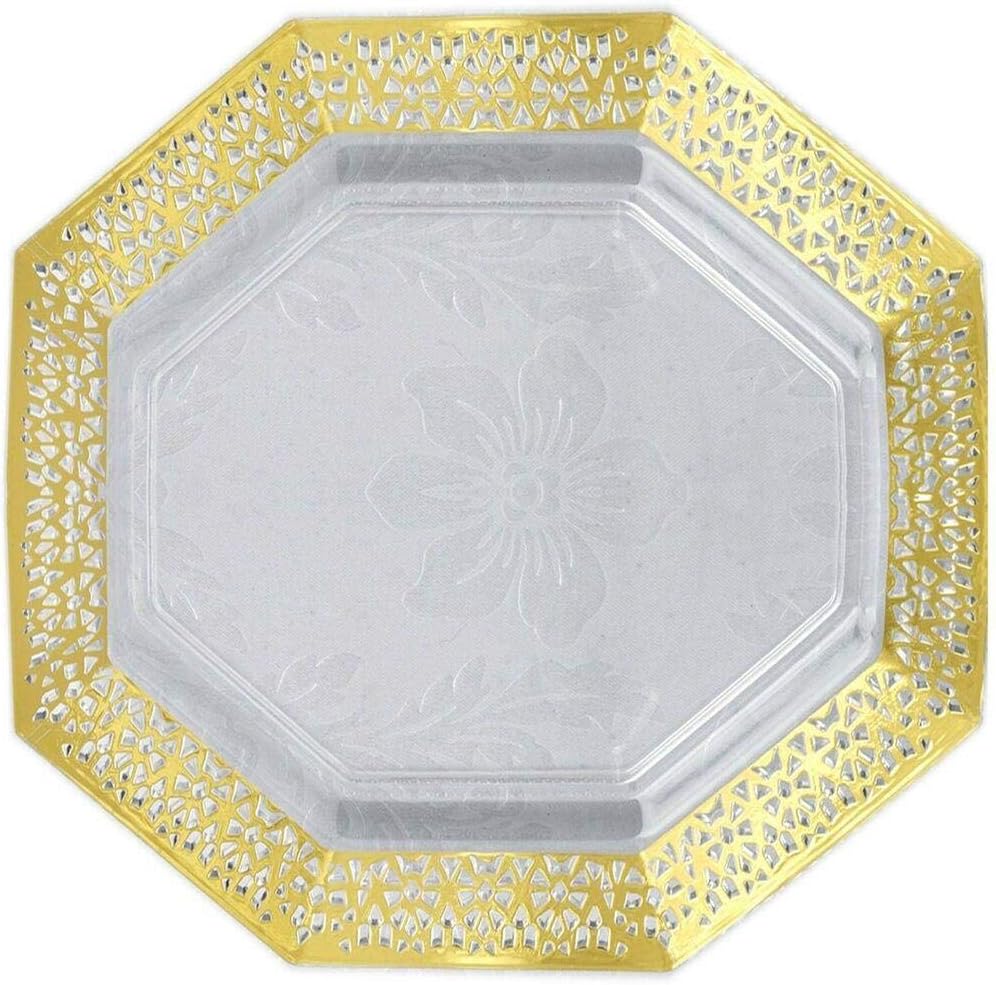 Amazon.com: VBSQ 8" Clear Octagonal Plastic Disposable Dessert Plates ...