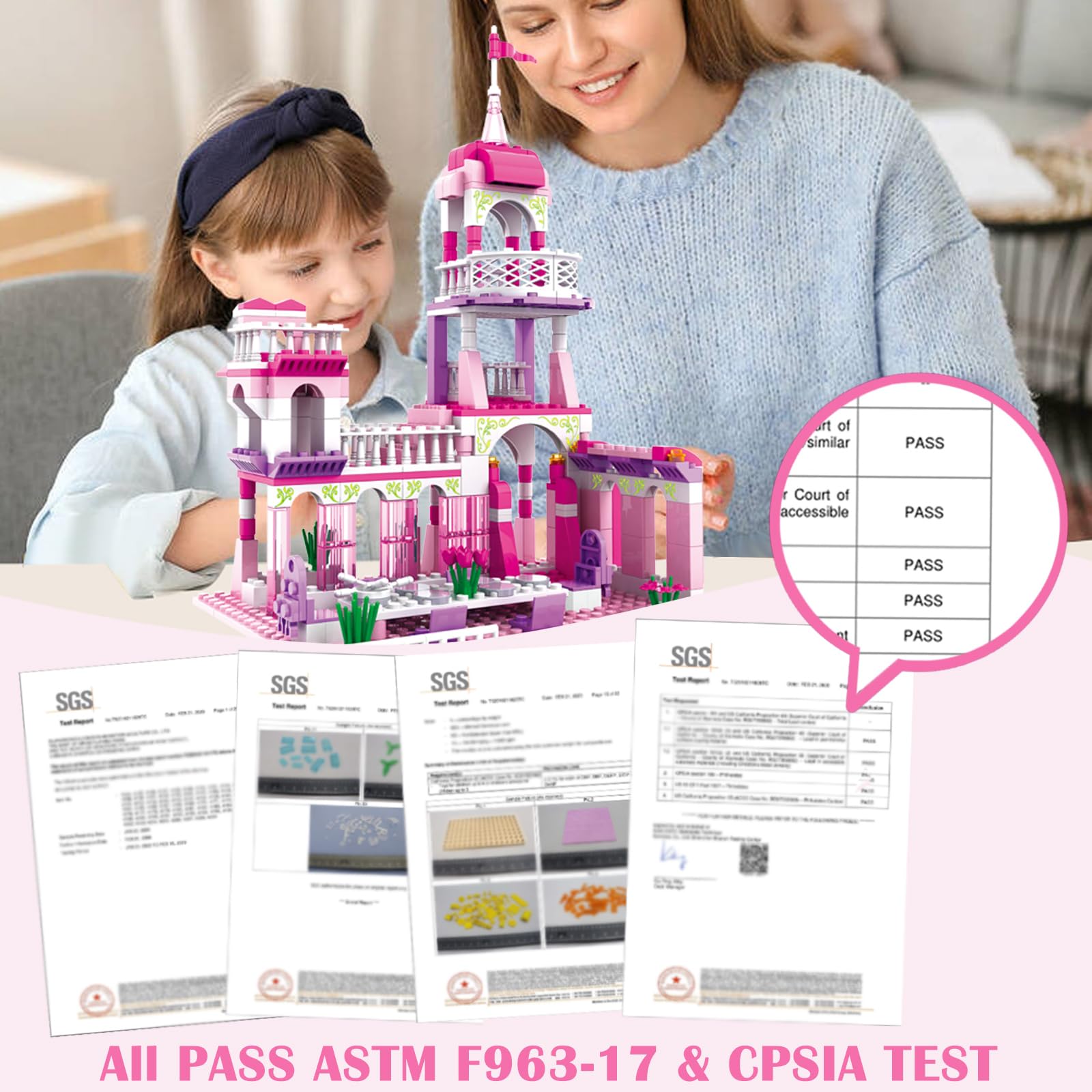 Dream Girls Castle Building Sets 254 Pieces Pink Palace Princess Castle ...