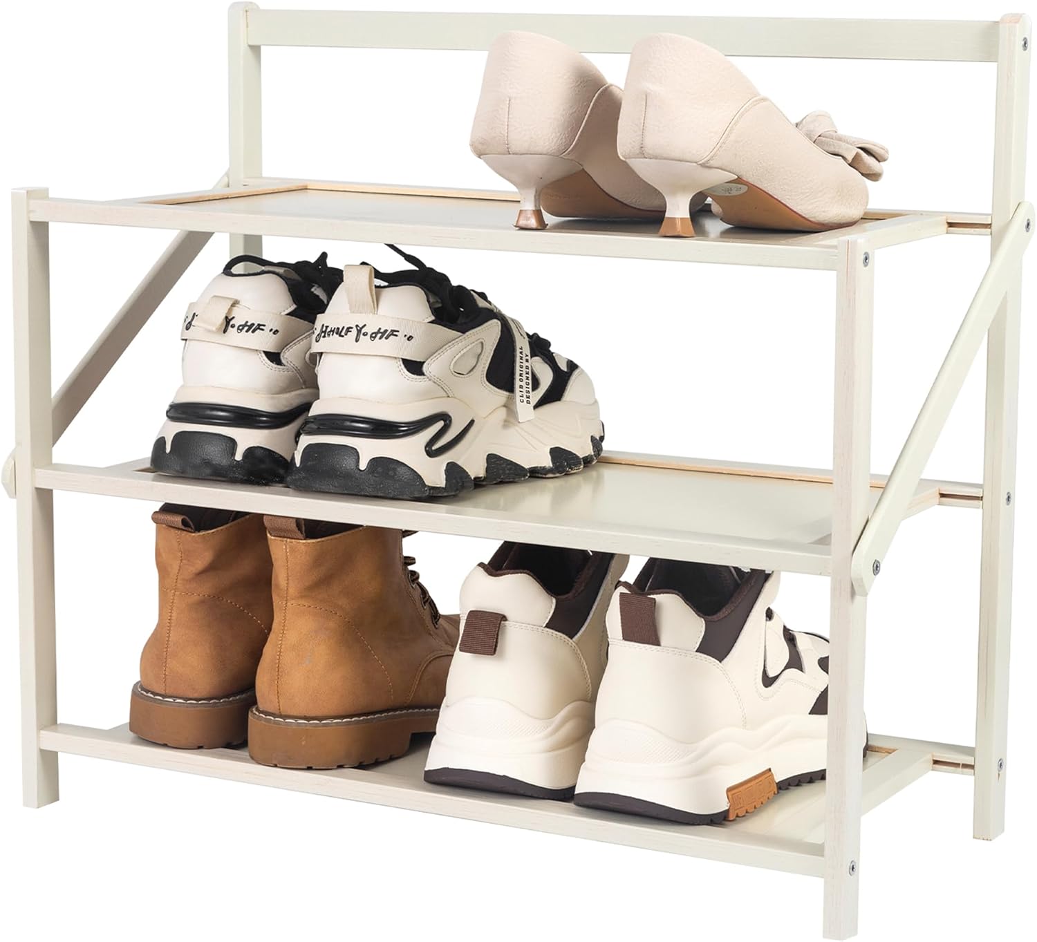 COMAX Folding Bamboo Shoe Rack for Entryway Small Space, Installation ...