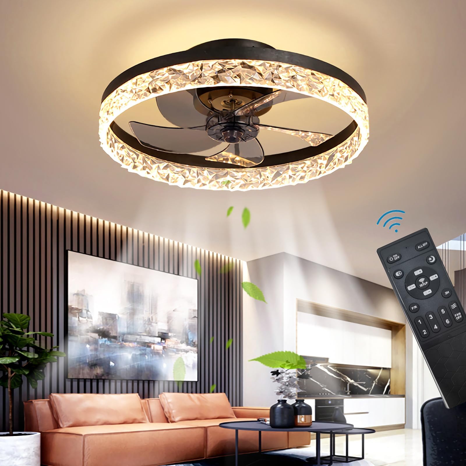 Quiet Ceiling Fans with Lights Remote Control, Modern Lighting Fan ...