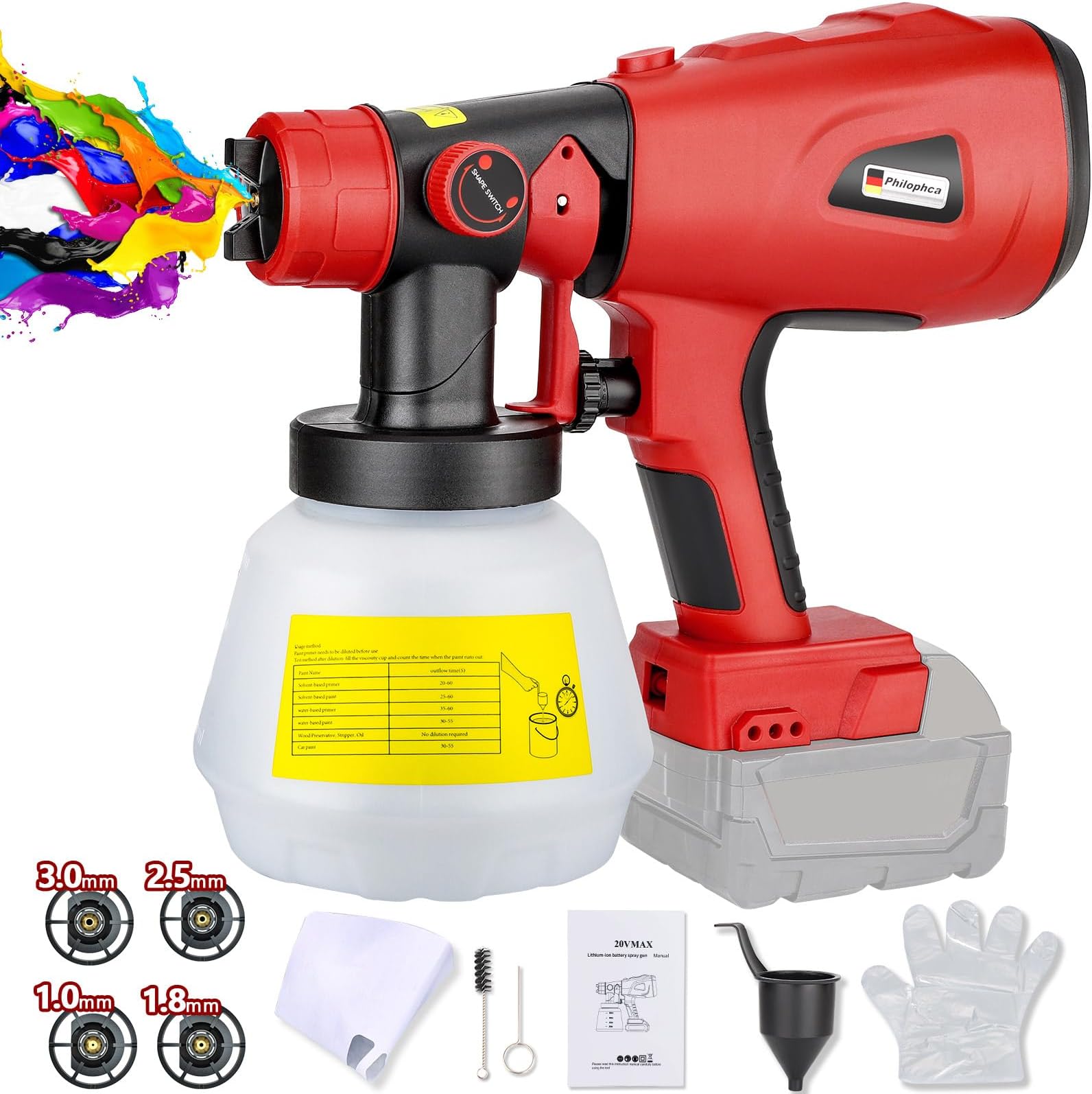 Amazon.com: Cordless Paint Sprayer, 21V 4.0Ah Batteries, HVLP Electric ...