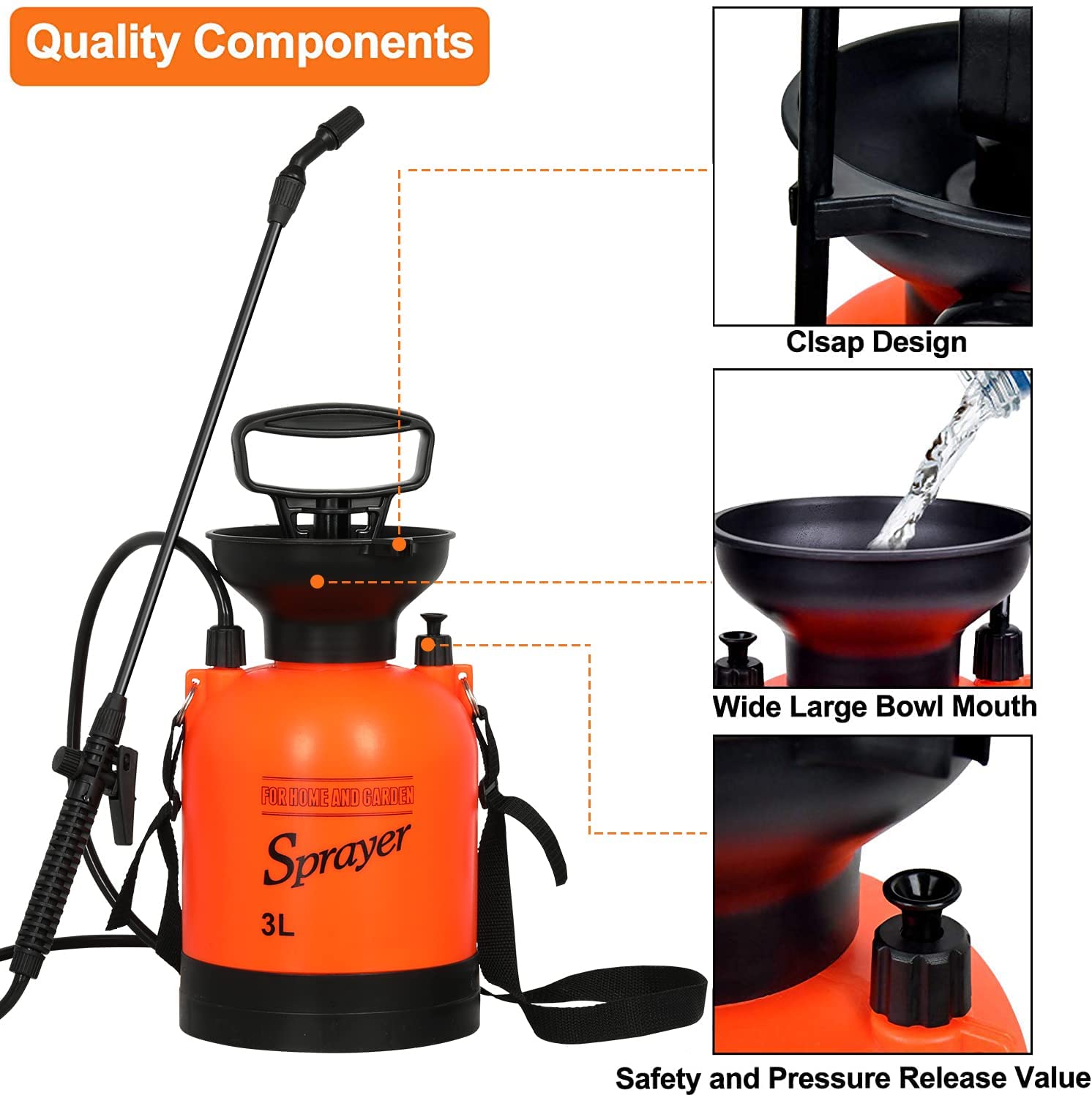 Snapklik.com : iPower 0.8 Gallon Lawn Garden Pump Sprayer, Adjustable ...