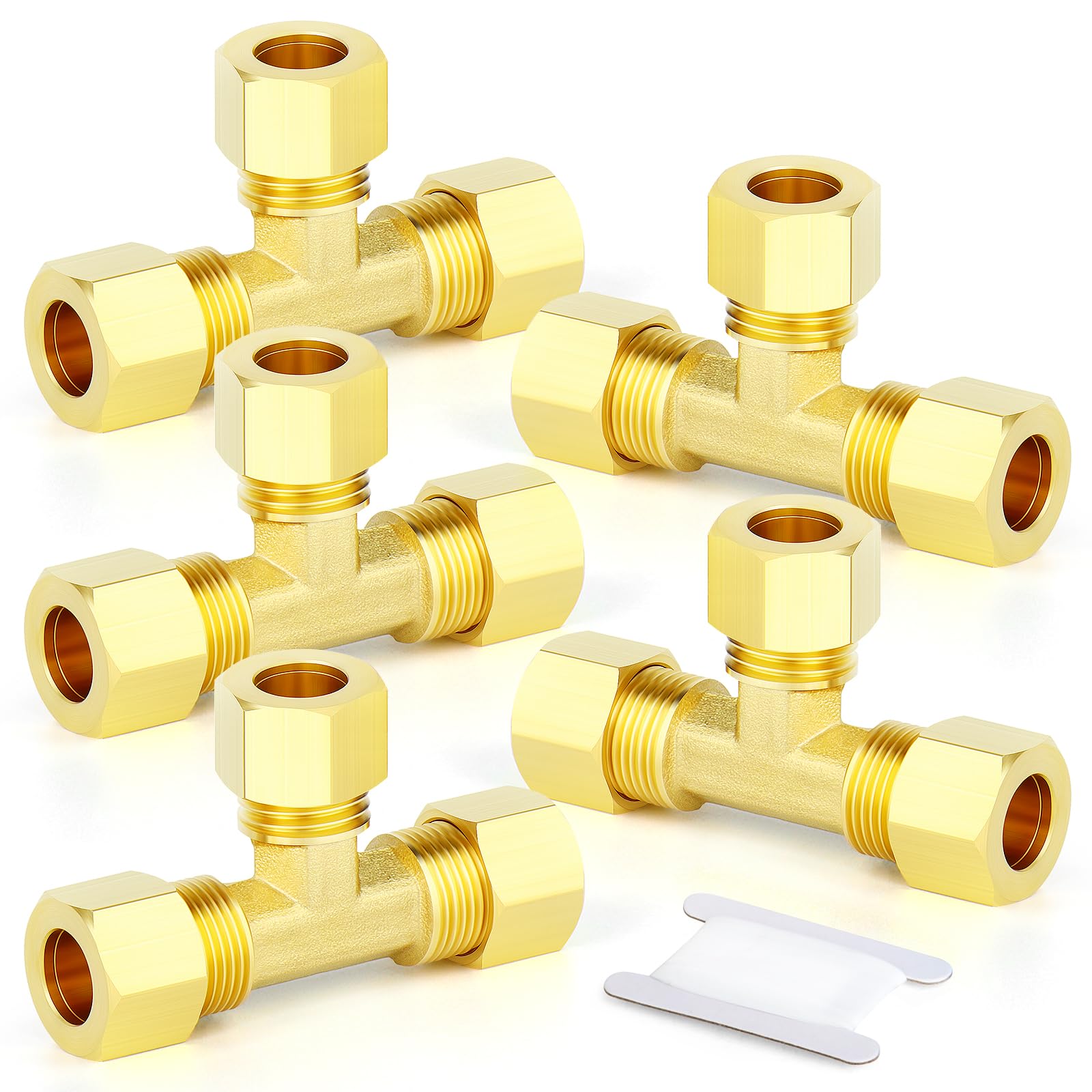 Amazon.com: GASHER 5PCS Brass Compression Tube Pipe Fitting Connector ...