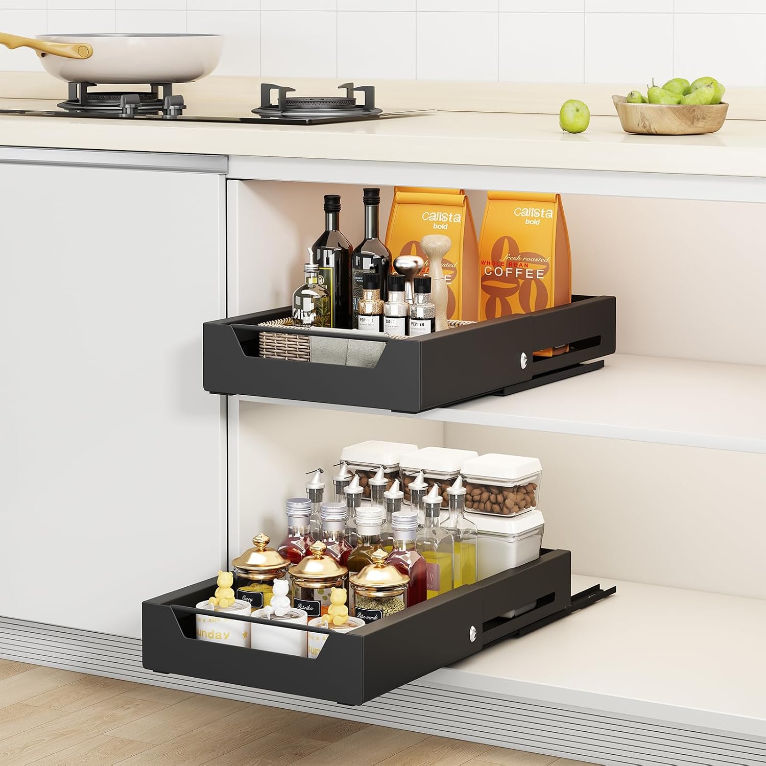 Amazon.com: WonCherry Pull out Cabinet Organizer, Sliding Drawer ...