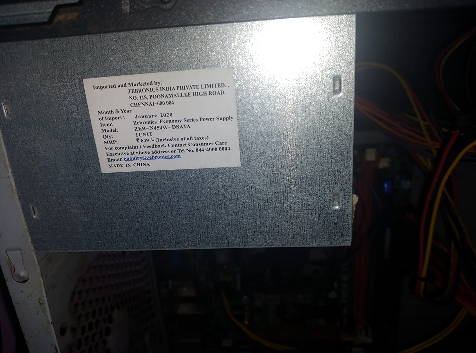 Amazon.in: Buy Zebronics 450 Watt Economy Series Power Supply SMPS (ZEB ...