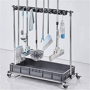 Amazon.com: Movable Mop Broom Holder Utility Floor Standing Cleaning ...