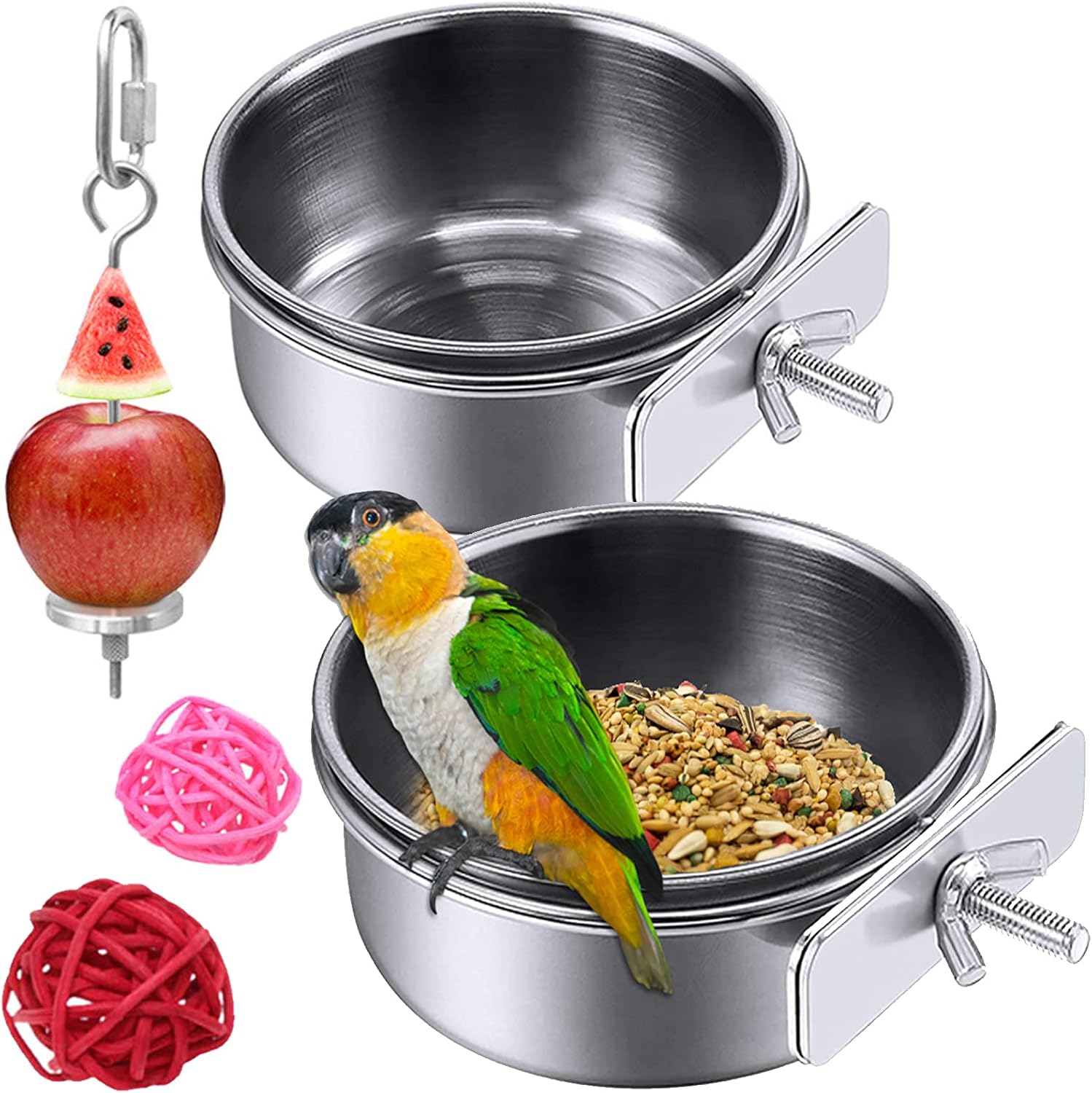 Amazon.com : HERCOCCI Bird Feeder Dish Cup, Stainless Steel Parrot Food ...