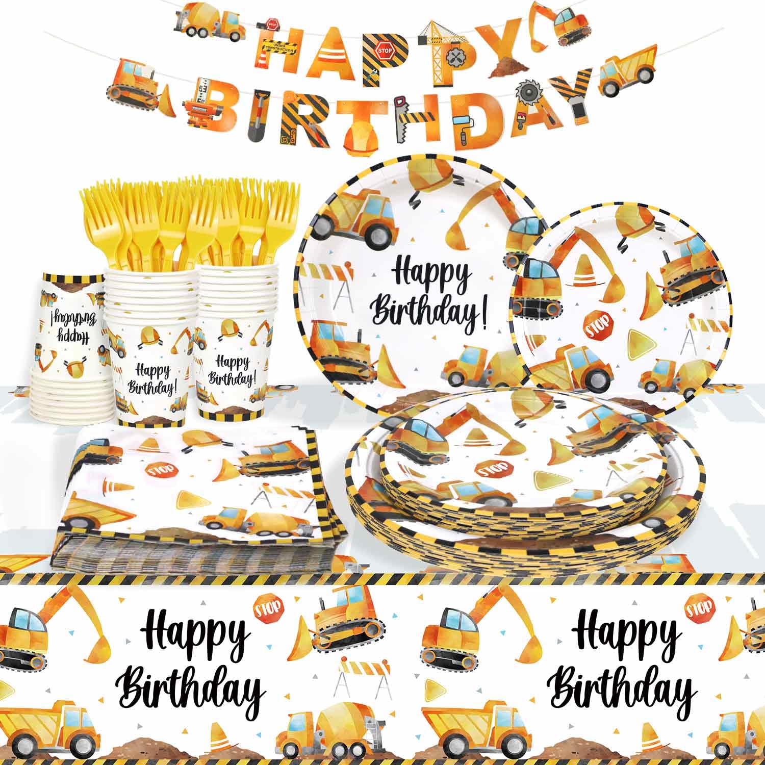 Amazon.com: Lopeastar 127Pcs Construction Birthday Party Supplies ...