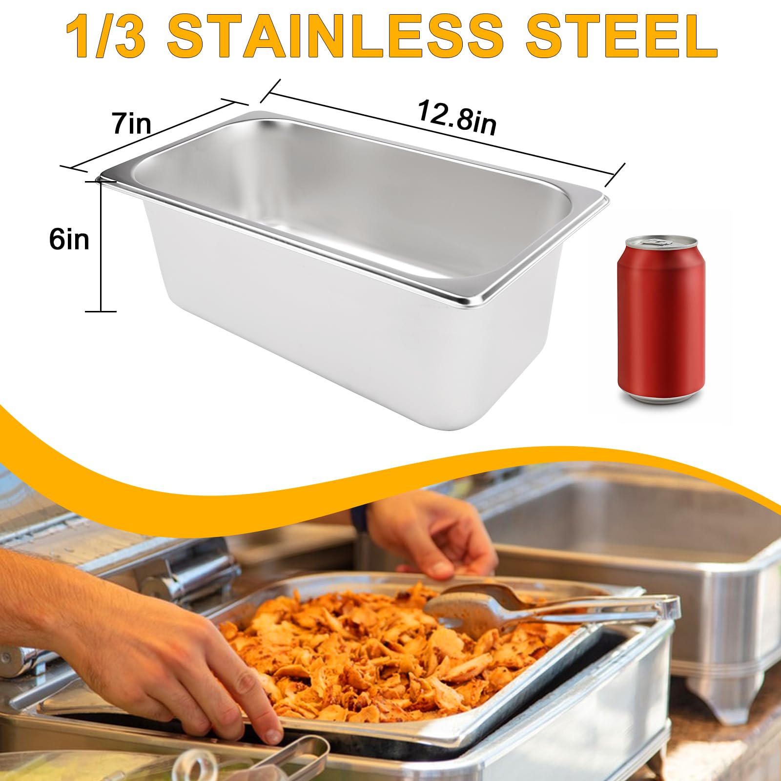 Snapklik.com : 2 Pack Hotel Pans,3/1 Size 6" Deep,Anti-Jamming Steam ...