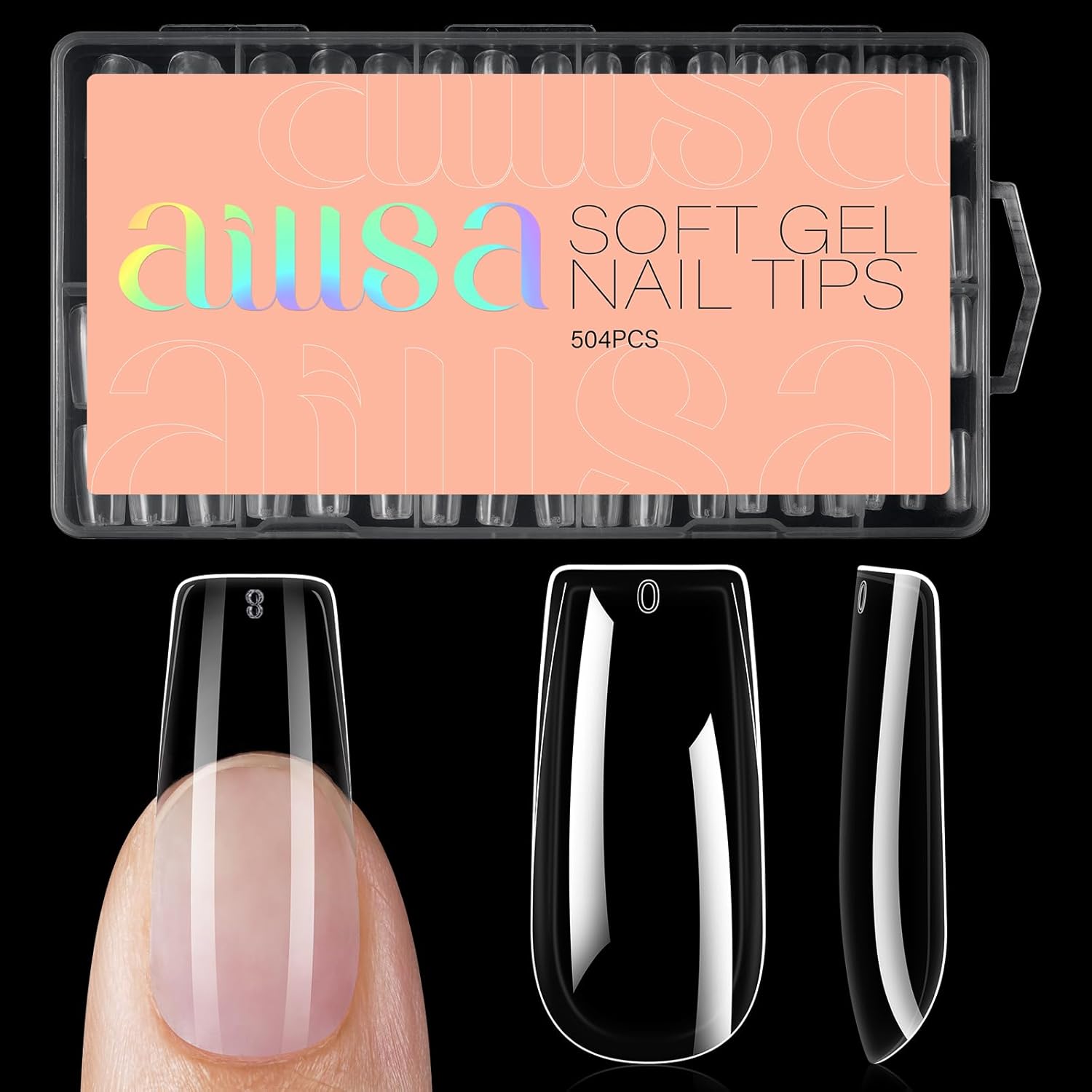 Amazon.com: AILLSA Medium Square Nails Tips 504PCS Clear Gel Nail Tips ...