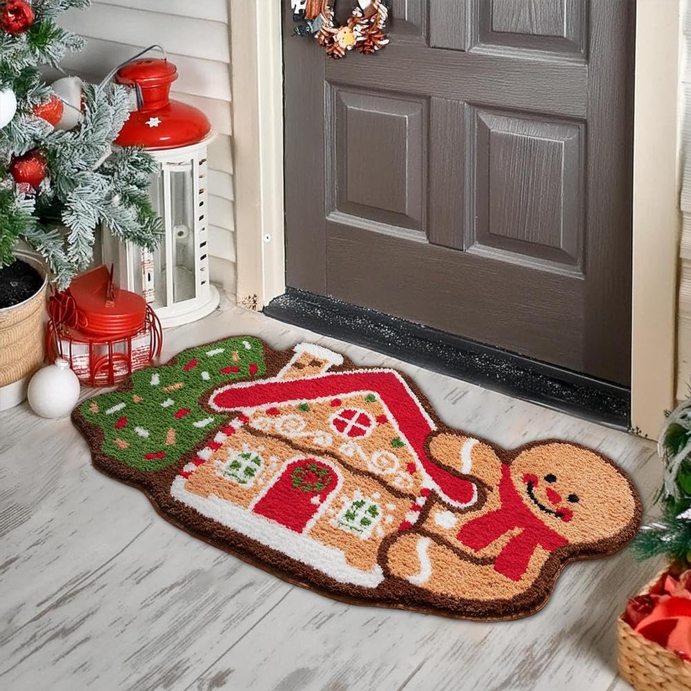 Amazon.com: Christmas Gingerbread House Area Rug Irregular Bathroom ...