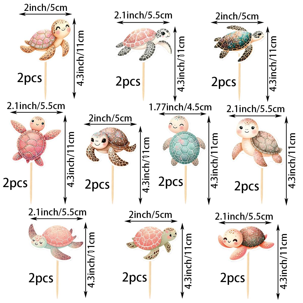 Snapklik.com : Turtle Cupcake Toppers,20 PCS Turtle Cake Topper,Sea ...