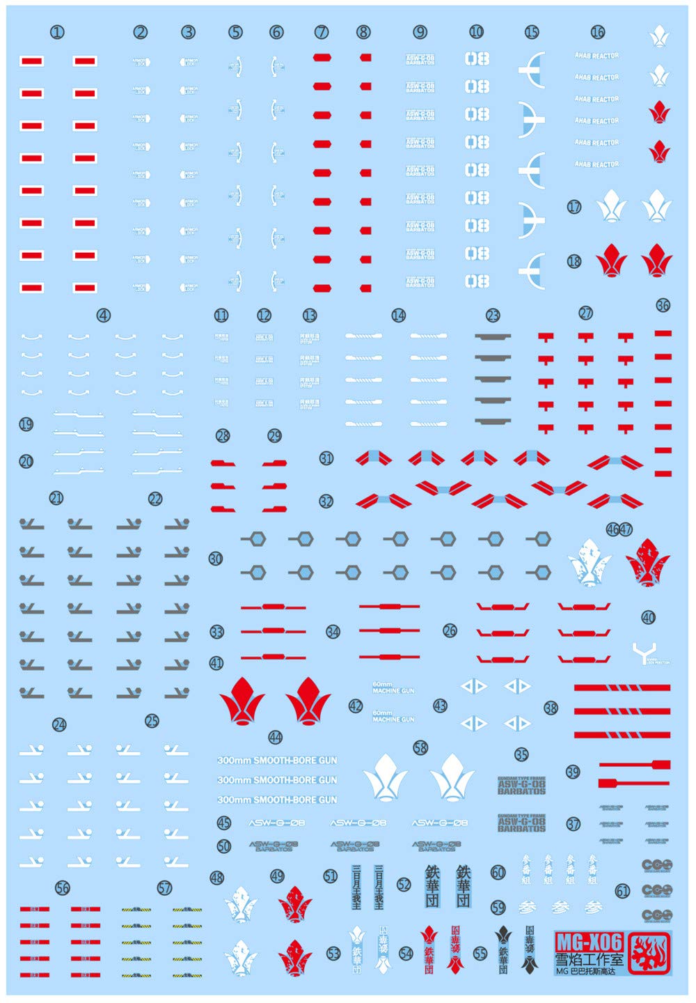Ansai High Precision Decals Decal For Hobby Mg Barbatos Mgrx ...