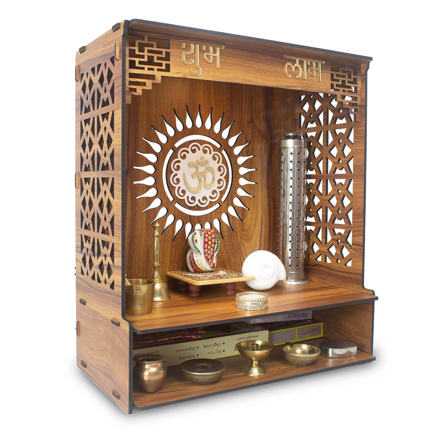Buy Wooden Temple with LED Spot Light Wall Temple Home Temple Wooden ...