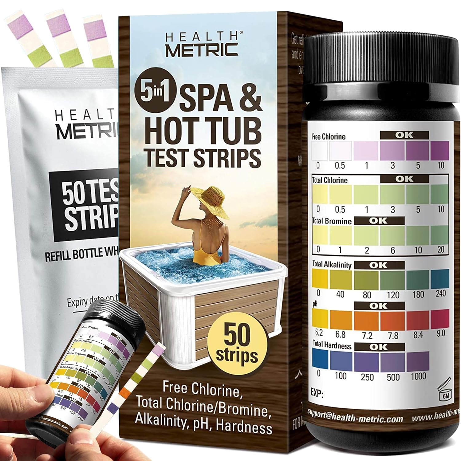 Amazon.com: Spa and Hot Tub Test Strips - 5 Way Chemical Testing Strip ...