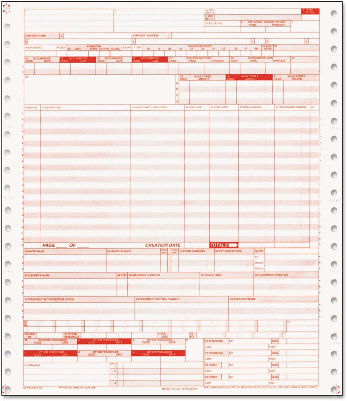 Amazon.com : Paris Business 05109 UB04 Insurance Claim Form, 1-Part ...