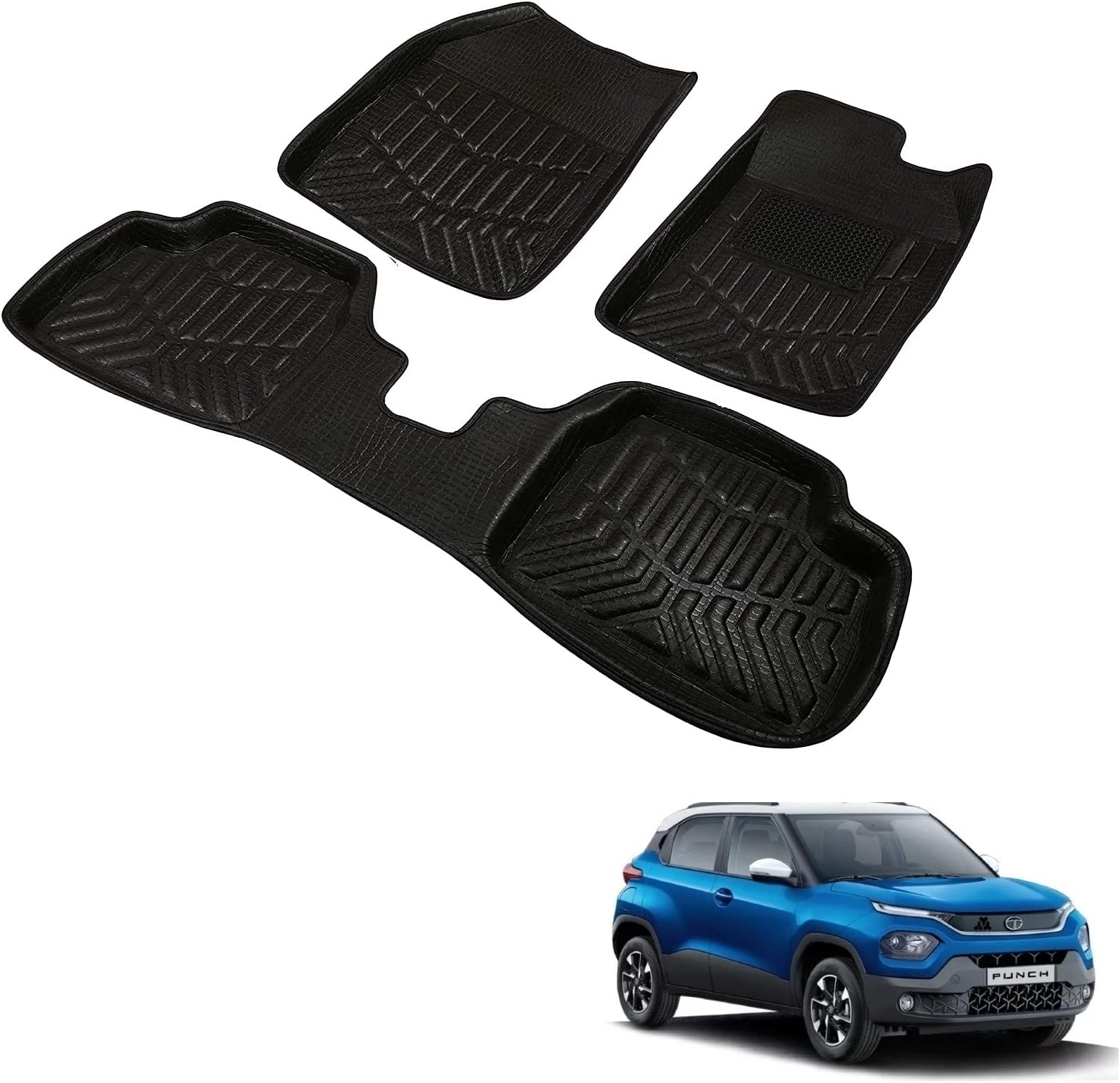 Kozdiko Car 3D Foot mat, Floor Mat Black Color for Tata Punch : Amazon ...