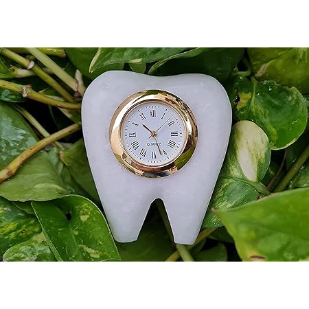 Saudeep India Tooth Shape Dentist Desk Marbel Table Clock for Decor and ...