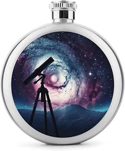 Amazon.com | Classic Spirit Flask,Space Galaxy with Telescope Print Hip ...