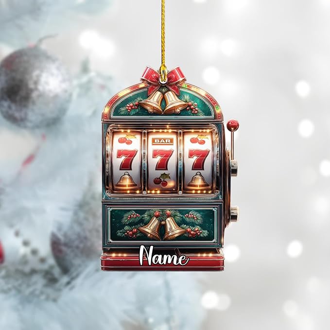 Amazon.com: Personalized Slot Machine Christmas Ornament, 2D Flat ...