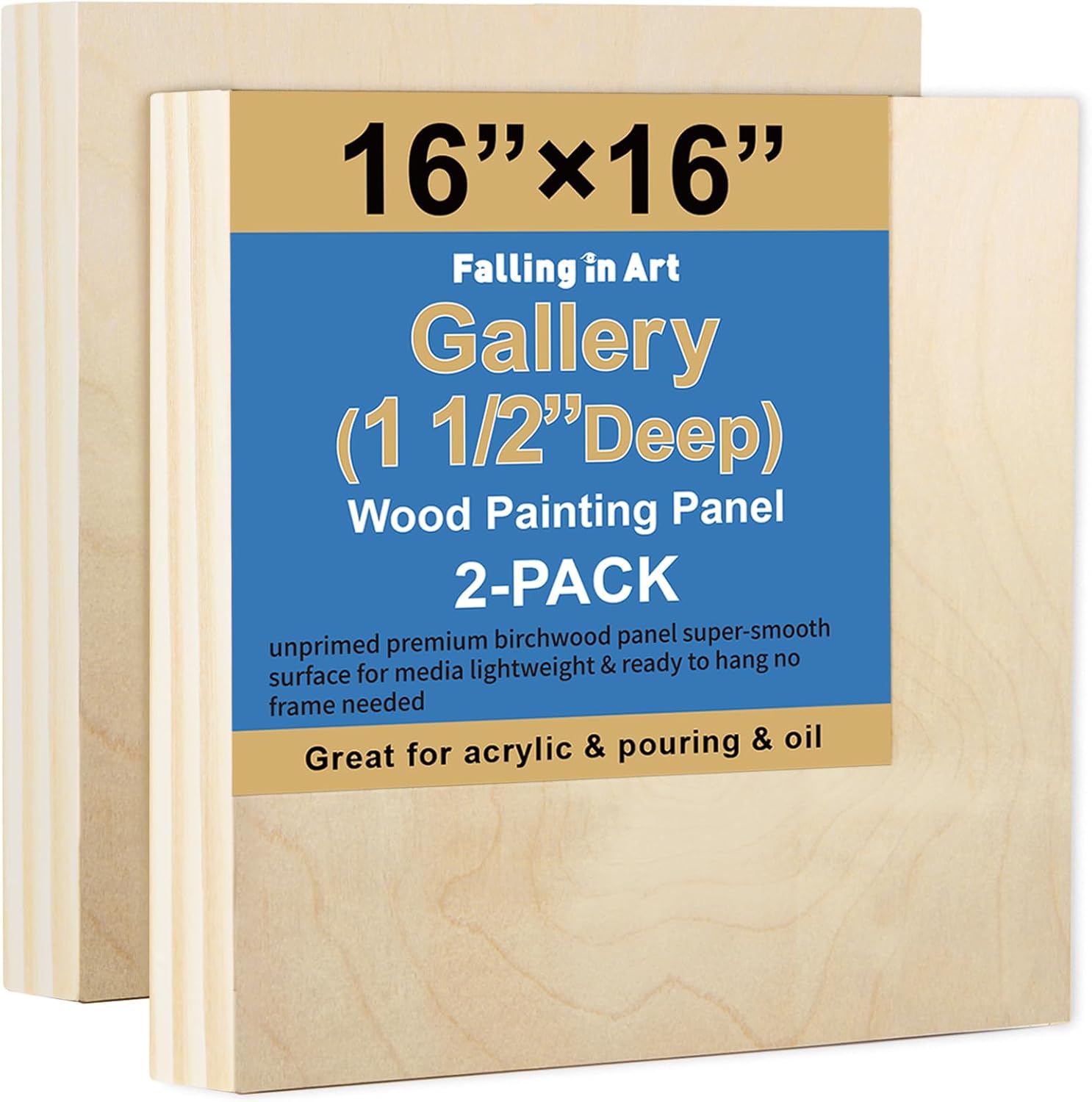 Amazon.com: Falling in Art 2 Pack Unfinished Wooden Canvas Panels ...