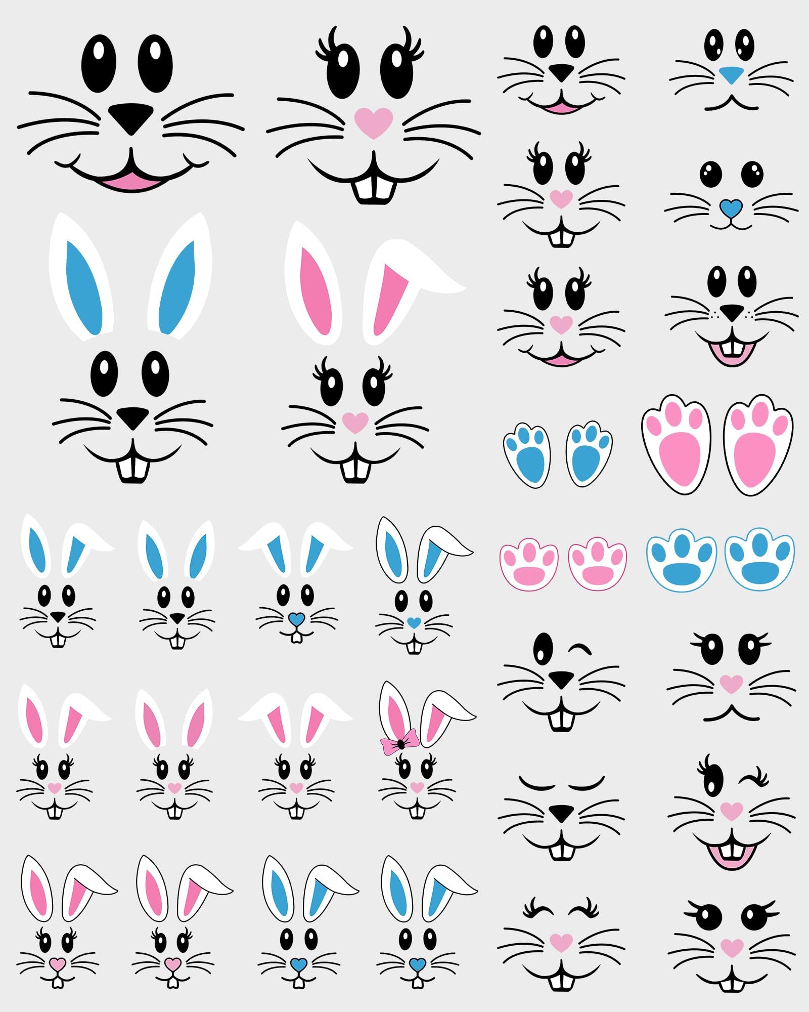 Amazon.com: CCINEE 30pcs Easter Bunny Face Stickers, Rabbit Face Vinyl ...