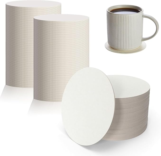 Amazon.com: NESSDOVE Disposable Paper Coasters - Bulk Blank White Paper ...