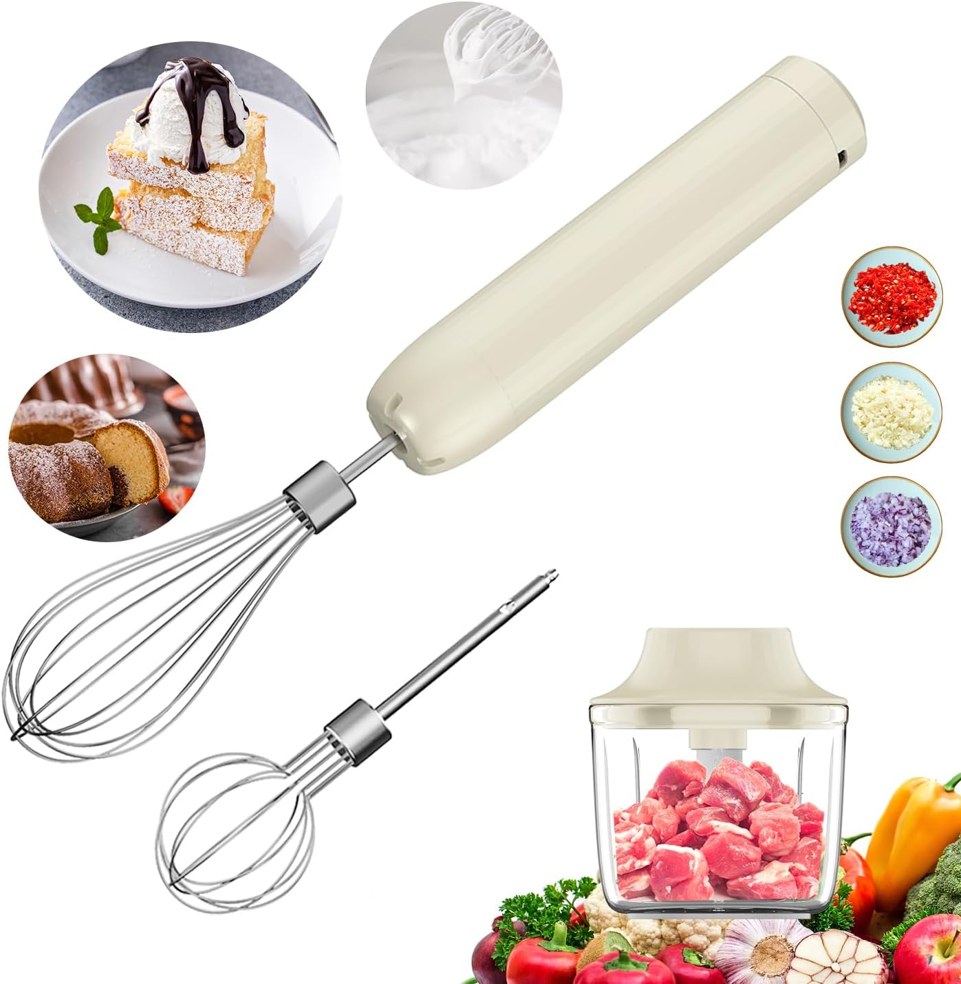 Amazon.com: Norpro Cordless Mini Mixer, 5 Piece Set, One Size, White ...