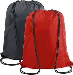 Amazon.com | BeeGreen Black and Red Drawstring Backpack Bags Bulk 2 ...