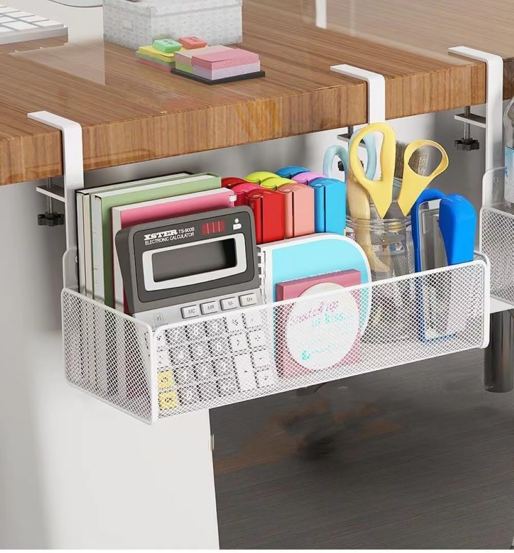 Amazon.com : Turfson Office Under Desk Organizer Storage, Metal 3-IN-1 ...