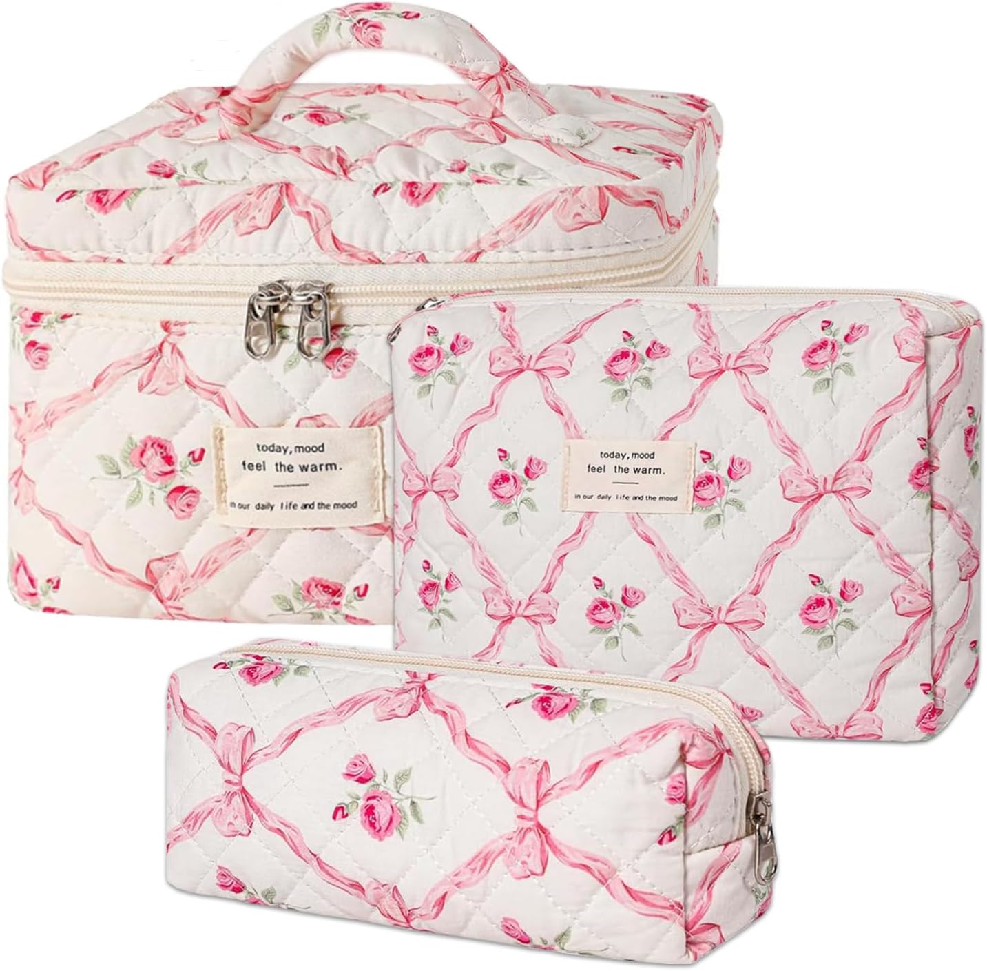 Amazon.com: SXS LACONIC Large Makeup Bag,Quilted Makeup Bag Set,Cotton ...