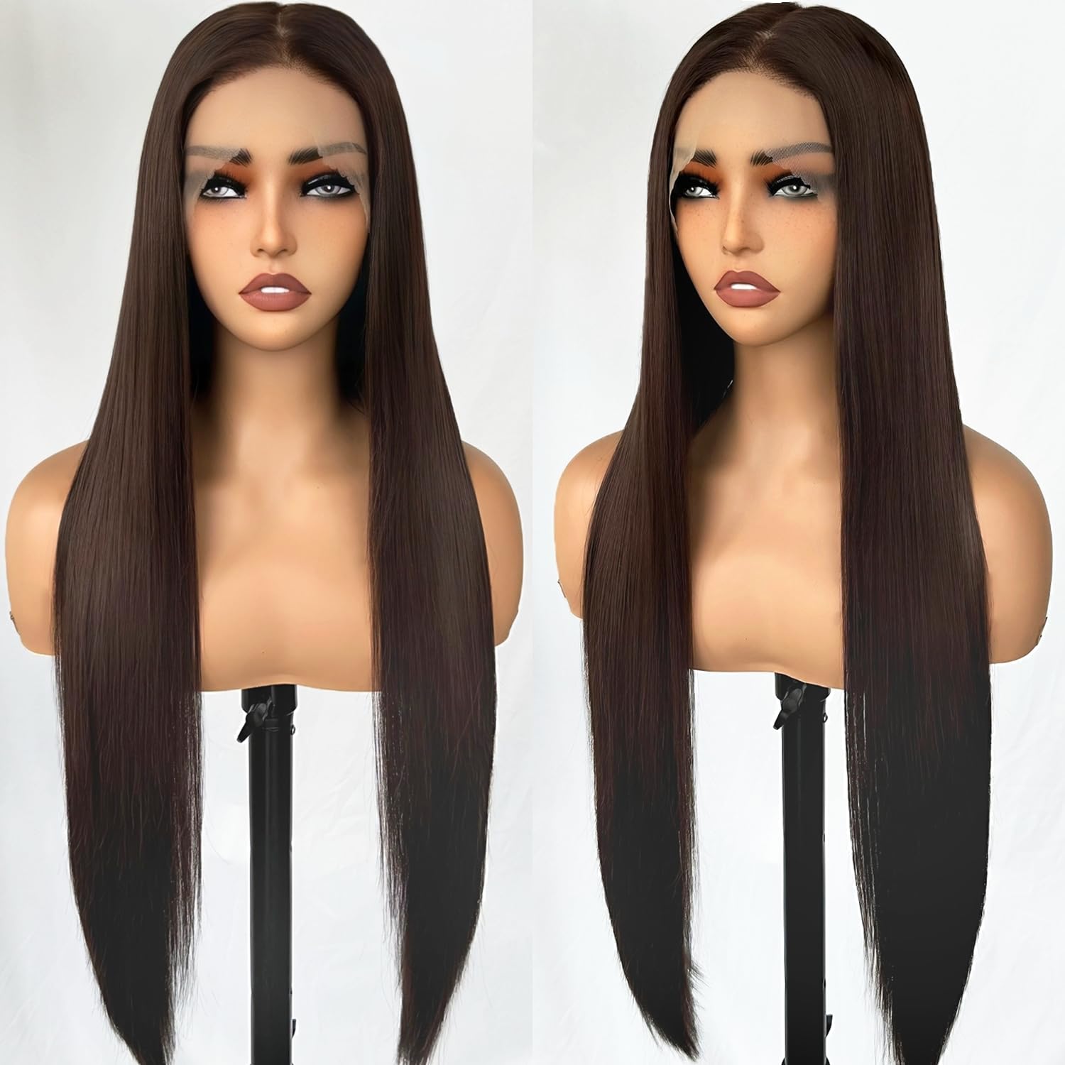 Amazon.com : SOKU 13x6 Chocolate Brown Lace Front Wigs Pre Plucked 32 ...