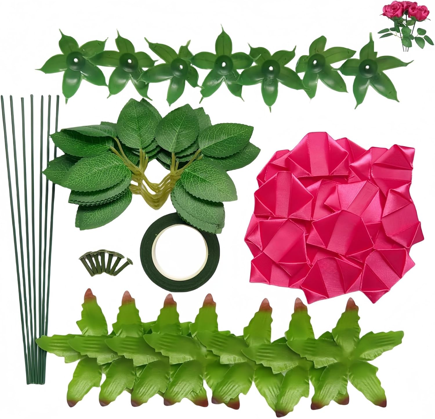 Amazon.com: LatinaFlorista DIY Ribbon Rose Kit, Makes 7 Eternal Roses ...