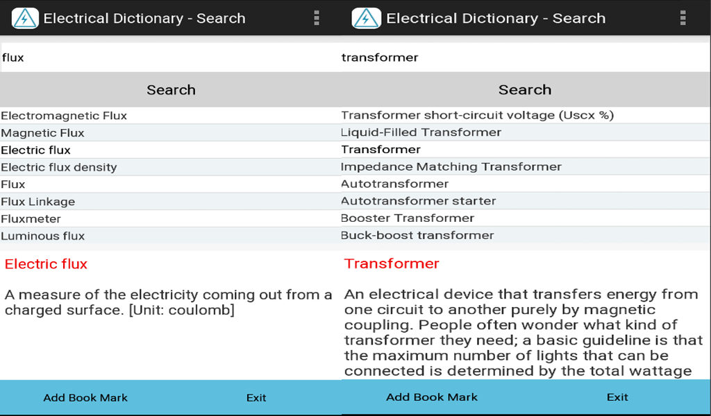 Electrical Dictionary Free - App on Amazon Appstore