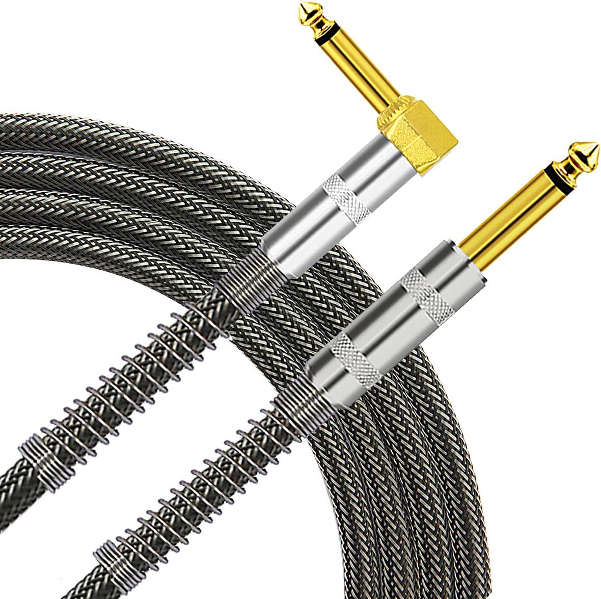Amazon.com: Tisino Guitar Cable 6 ft, 1/4 inch Cable Straight to Right ...
