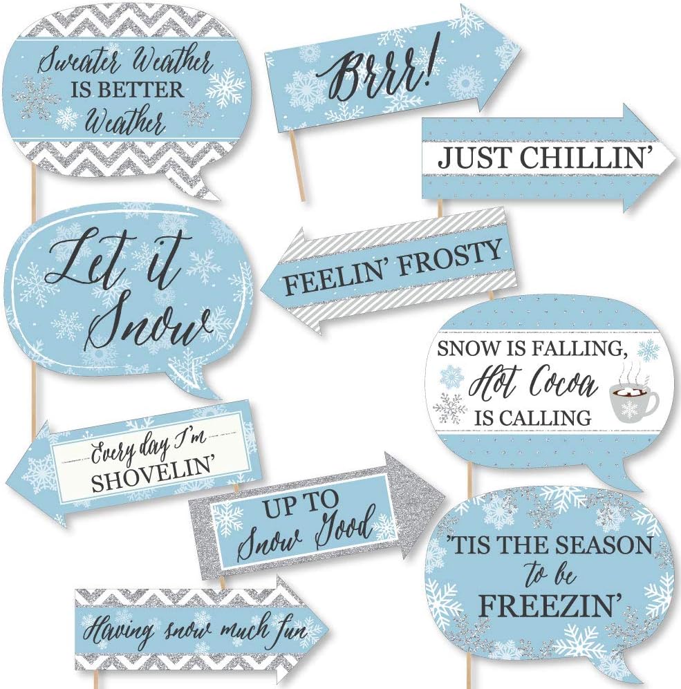 Amazon.com: Snowflake Photo Booth Props Frozen Party Decorations Winter ...