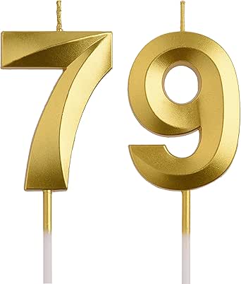 Amazon.com: AOOLADA 79th 97th Birthday Candles, Gold 97 79 Year Old ...