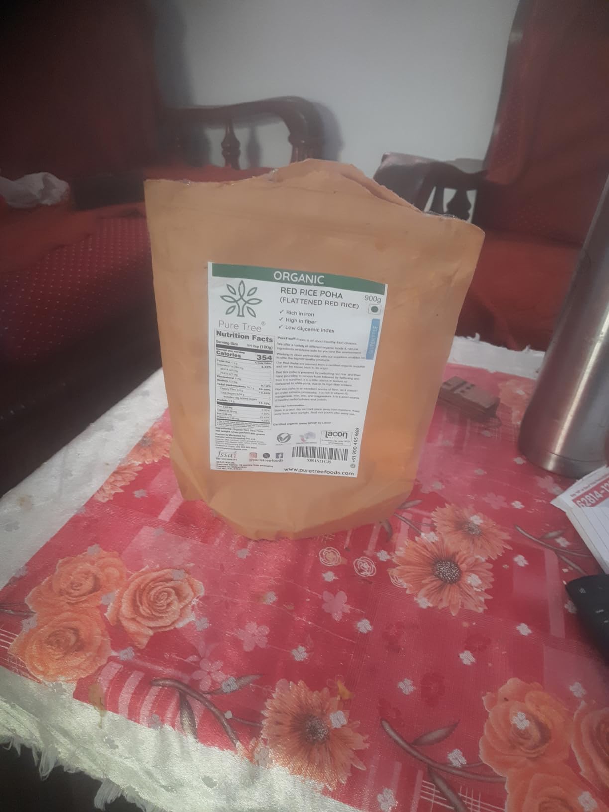 Pure Tree Certified Organic Red Poha | 900 Gm | Red Aval | Red Rice ...