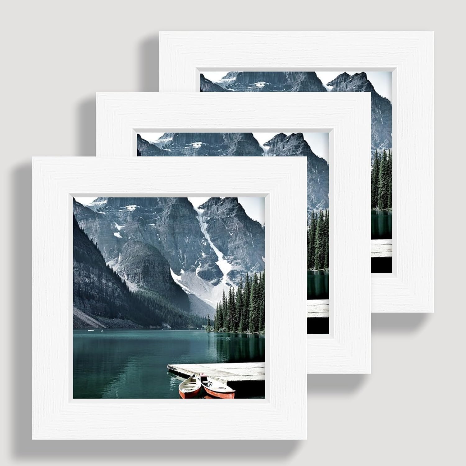 Amazon.com - Hongkee 4x4 White Picture Frames set of 3, Made of Wooden ...