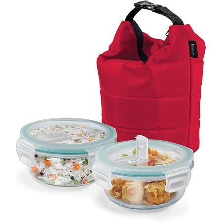 Buy Treo By Milton Health First Square Glass Tiffin Box with Cover, 300 ...