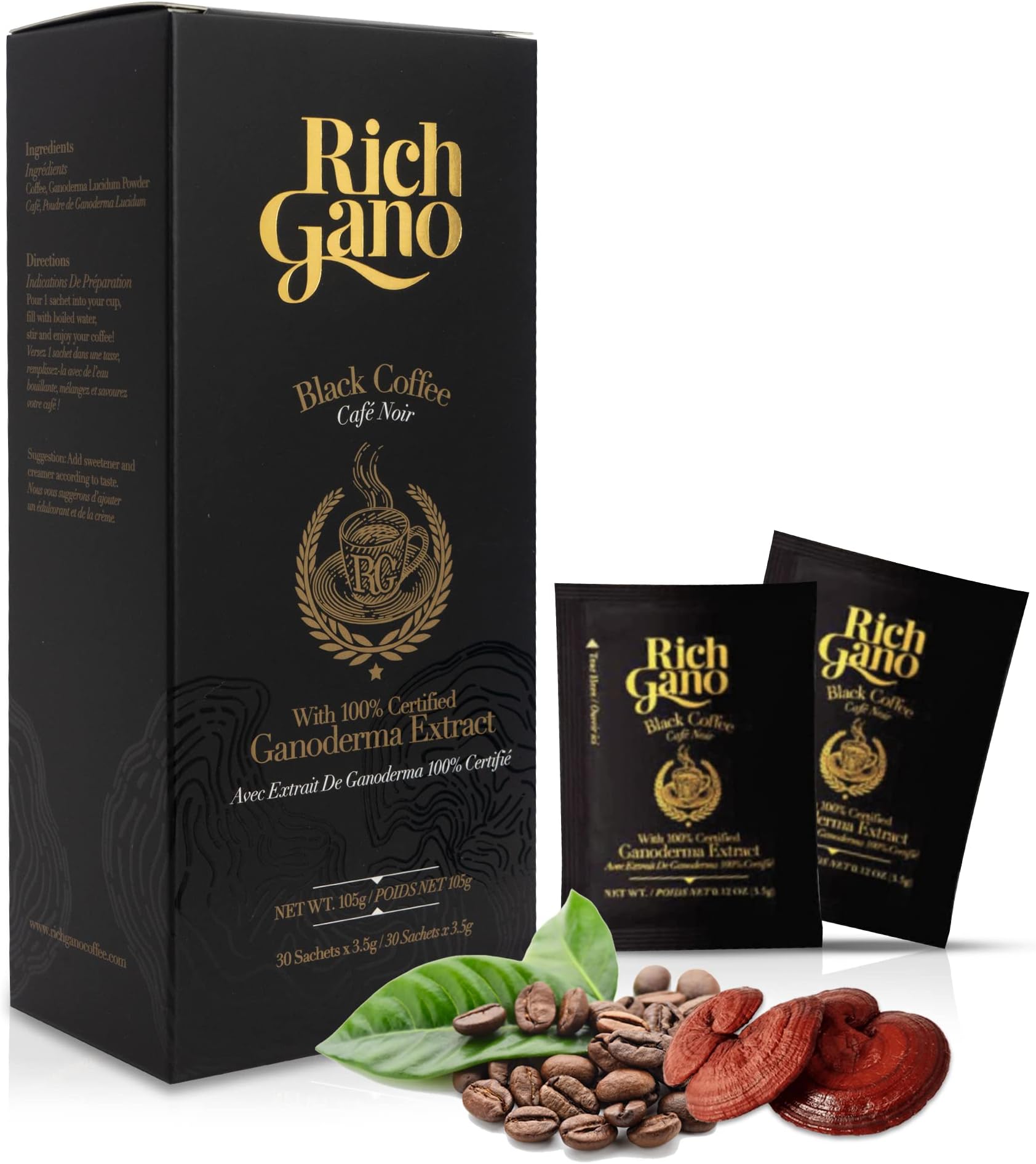 Amazon.com : 2 Boxes eGano Premium Ganoderma Black Coffee Instant ...