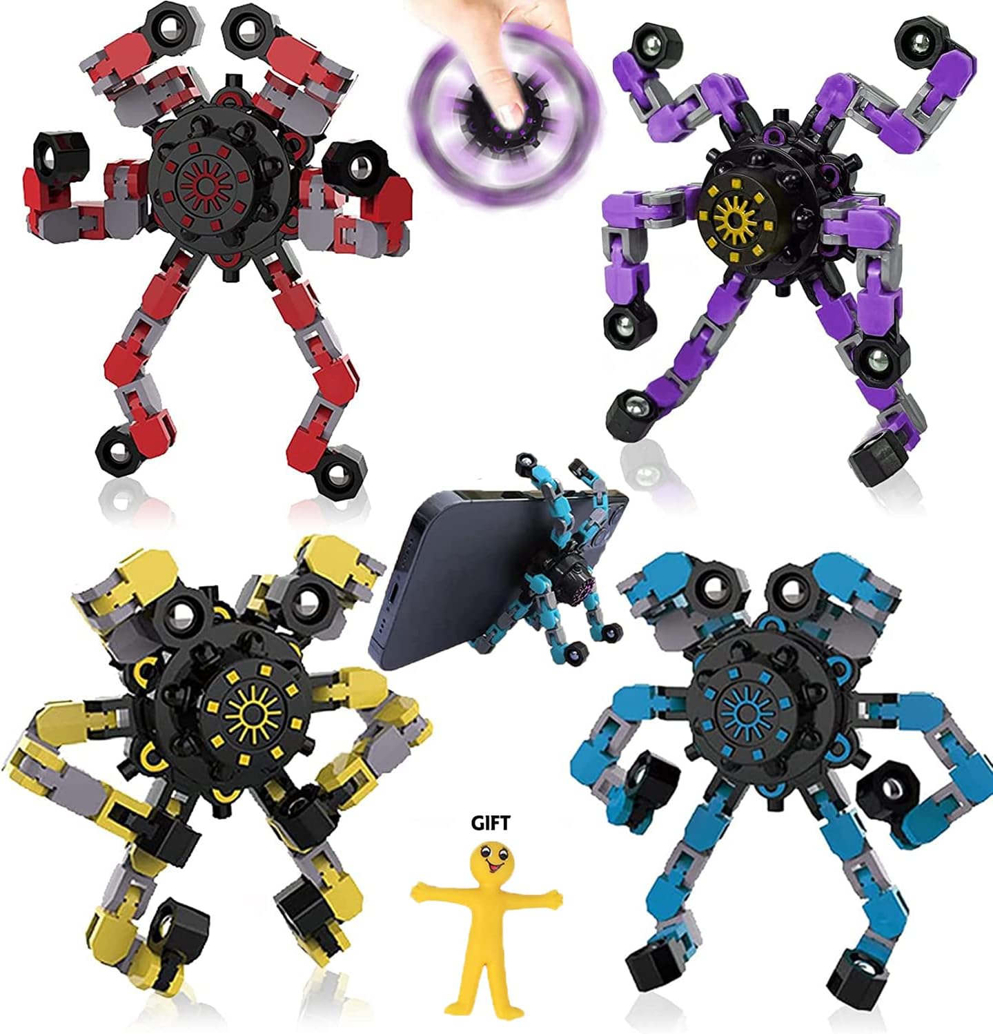 Transformable Fidget Spinner Toys, 5 Pack Funny Sensory Fingertip ...