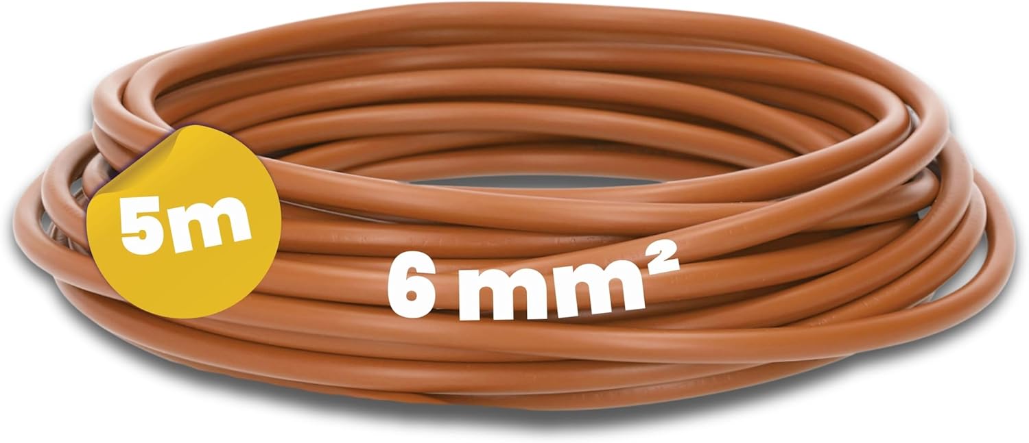 Kalitec 5 Metres H07V-K 6 mm² Brown Wiring Cable I Flexible Wire 6 mm2 ...